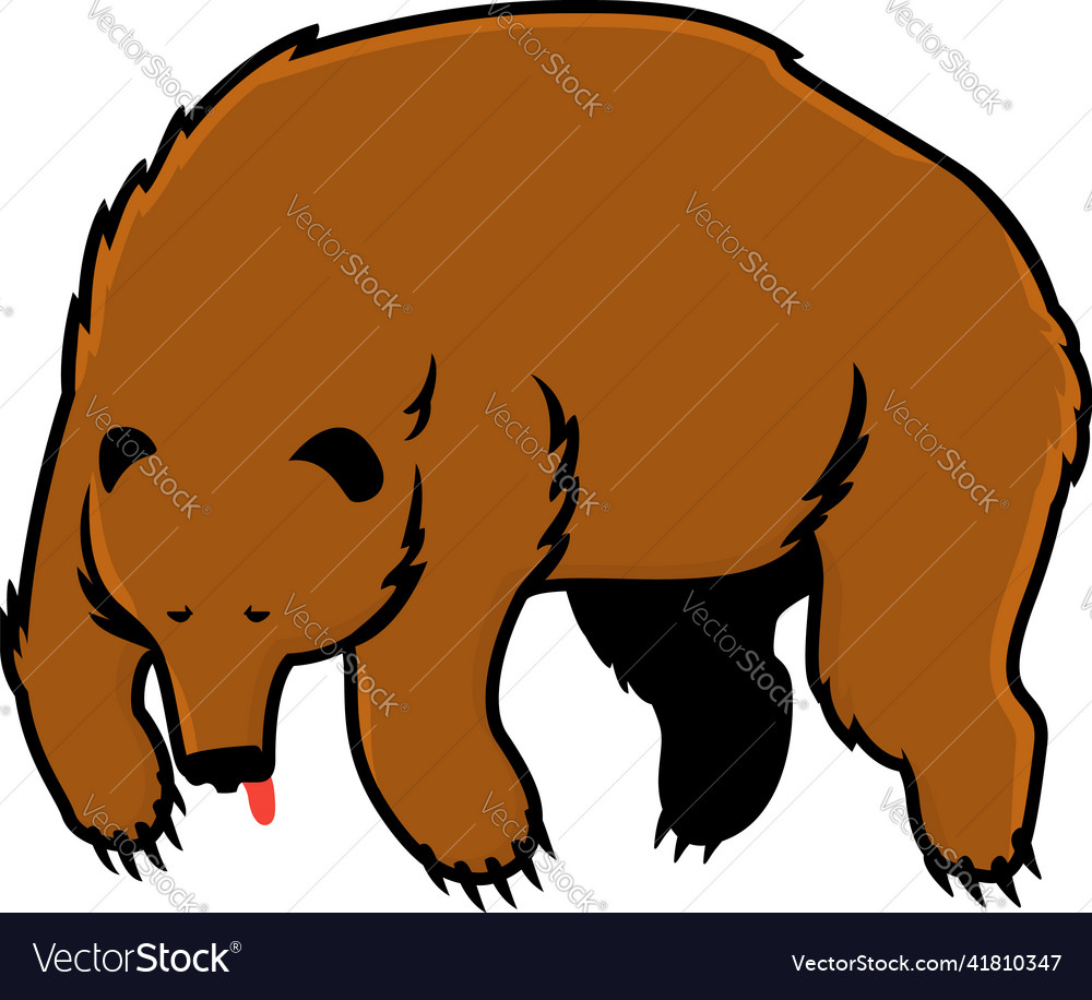 One Brown Bear Cartoon Isolated Royalty Free Vector Image