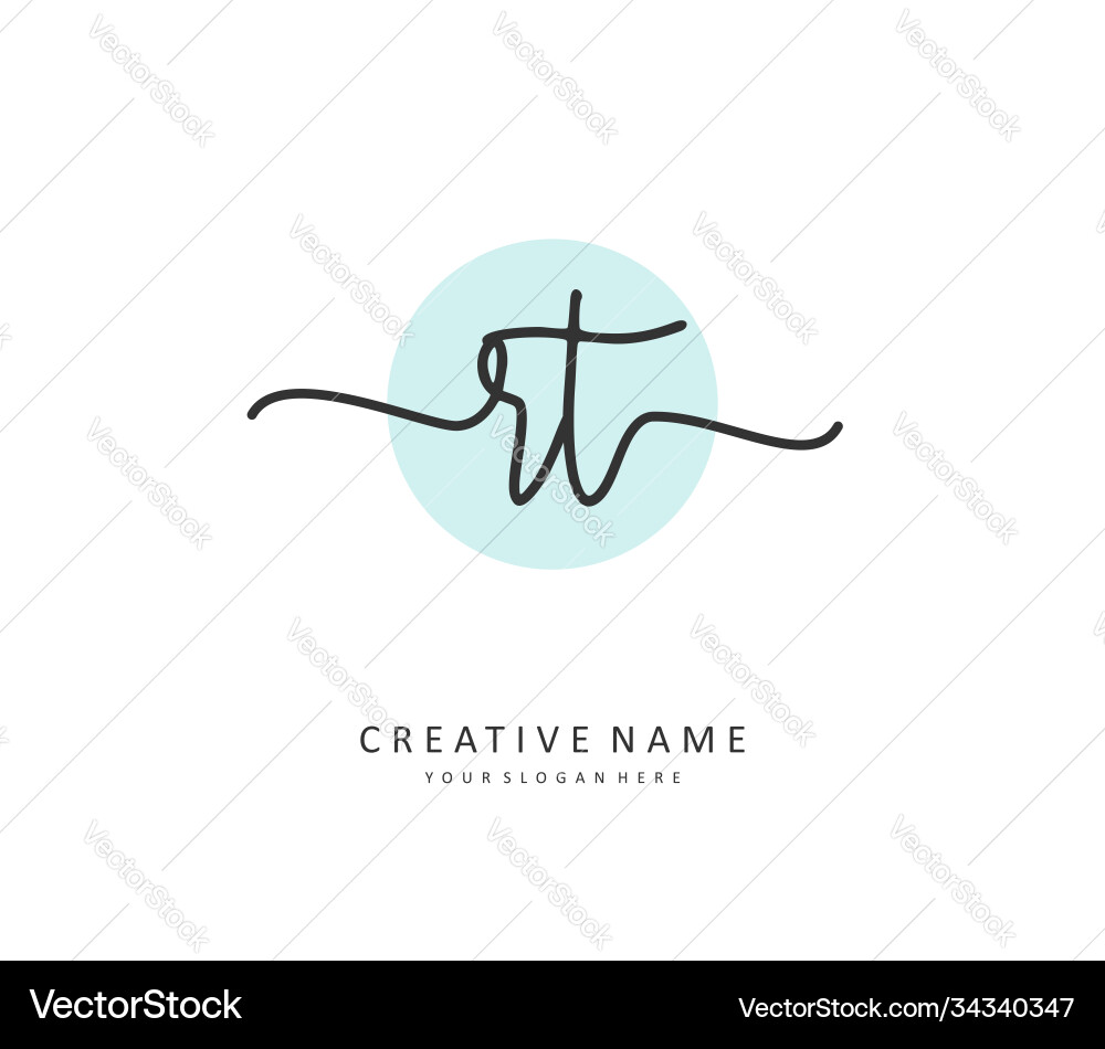 R t rt initial letter handwriting and signature Vector Image