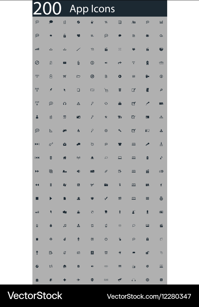 Set of 200 app icons Royalty Free Vector Image
