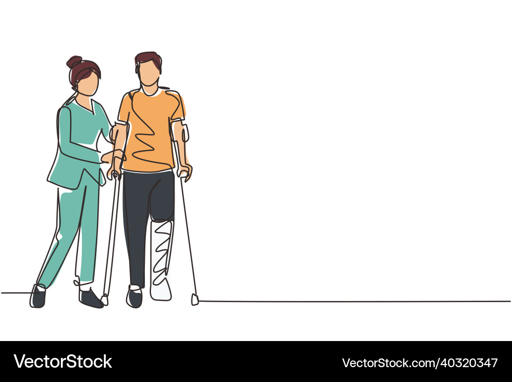 Single one line drawing rehabilitation center Vector Image