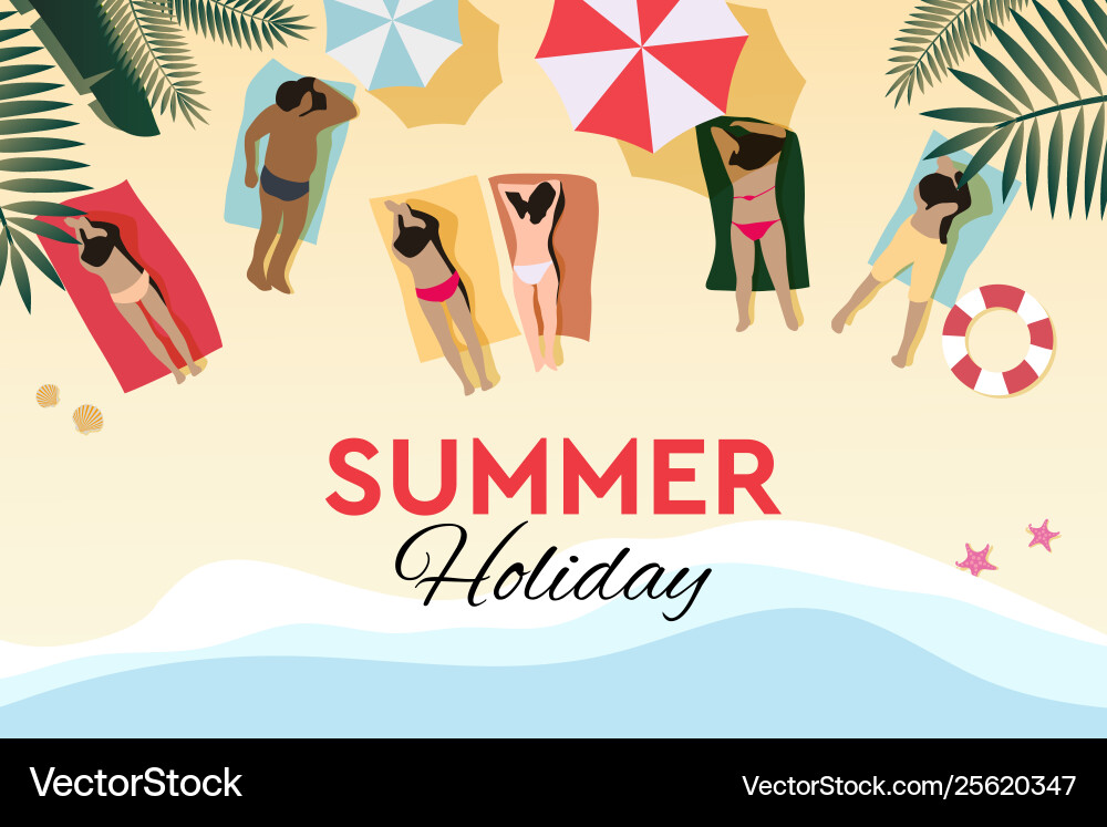 Tropical beach poster summer holiday Royalty Free Vector