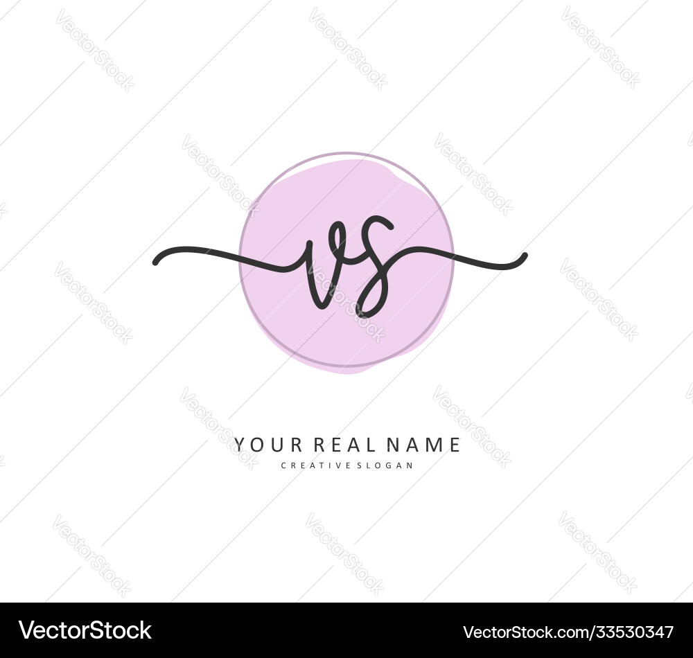 V s vs initial letter handwriting and signature Vector Image