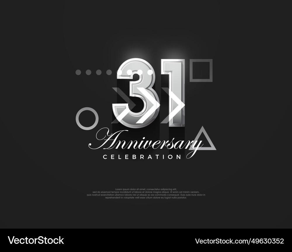 31st anniversary number modern elegant and simple Vector Image