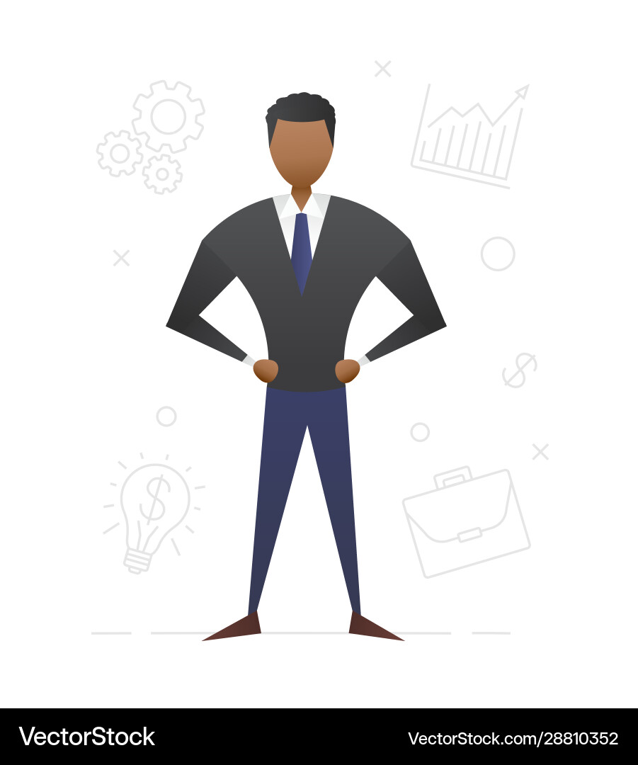 Afro-american businessman flat character design Vector Image