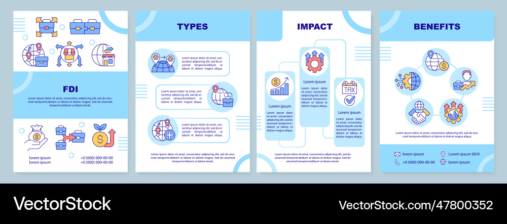 Brochure with foreign direct investment concept Vector Image