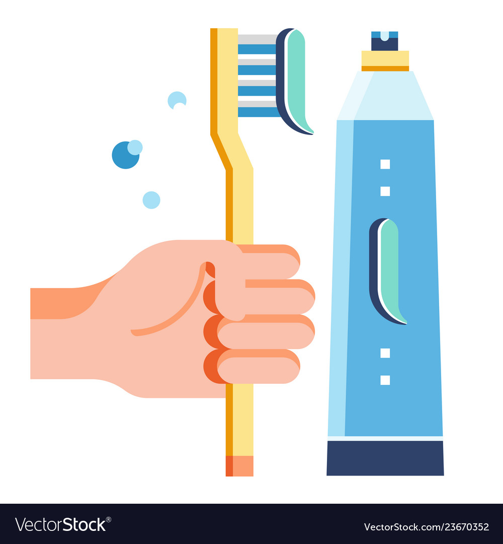 Brush teeth flat Royalty Free Vector Image - VectorStock
