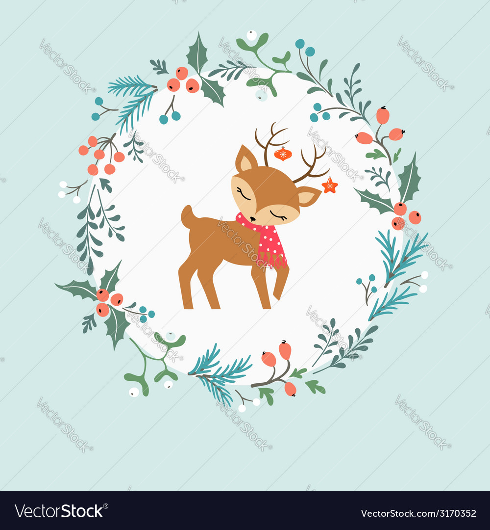 Christmas deer Royalty Free Vector Image - VectorStock