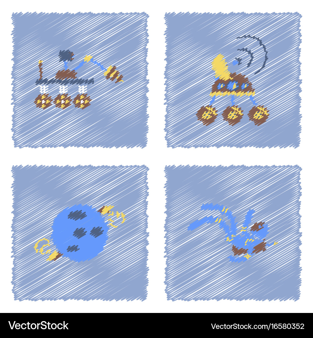 Collection of icons and space technology Vector Image