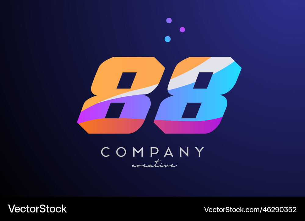 Colored number 88 logo icon with dots yellow blue Vector Image