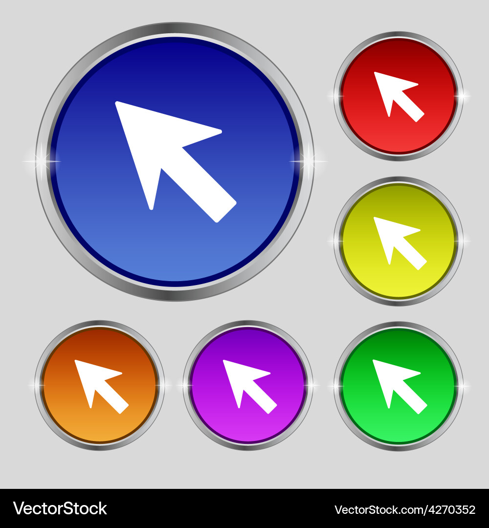 Cursor arrow icon sign round symbol on bright Vector Image