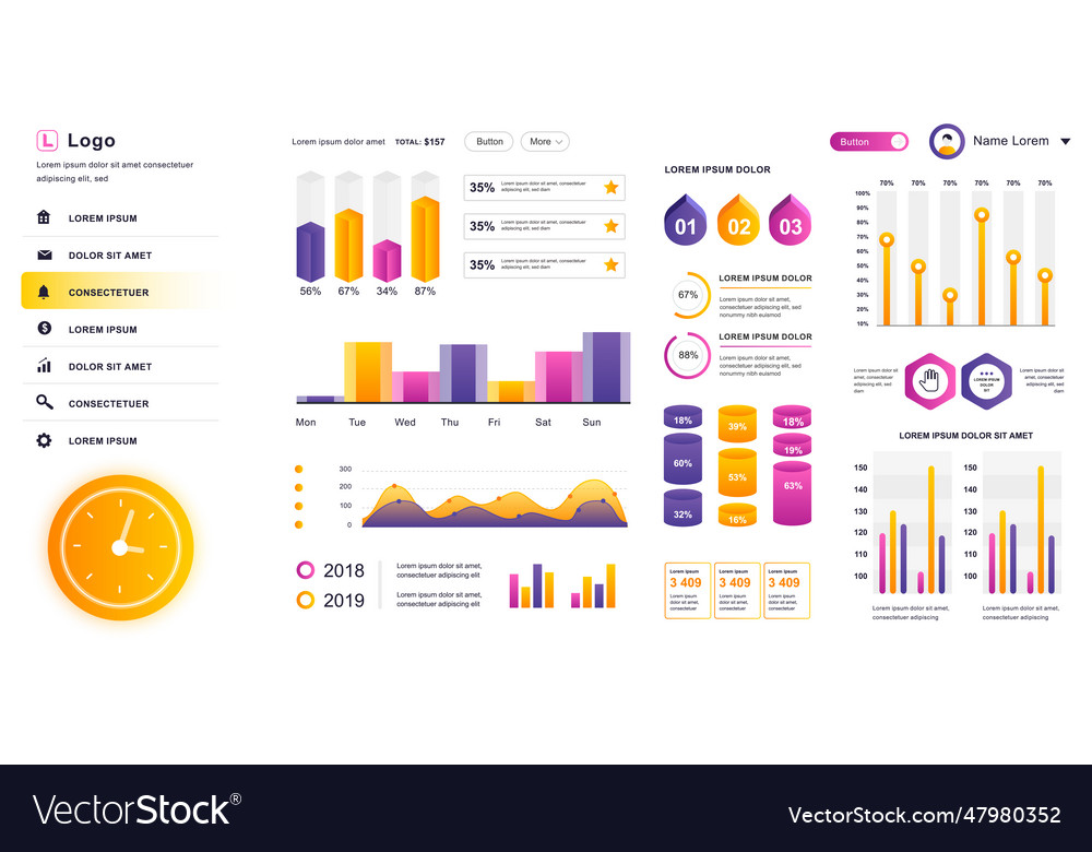 Dashboard ui admin panel design template Vector Image