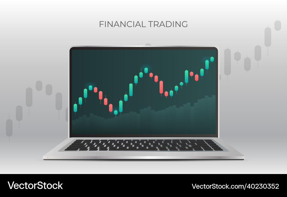 Financial trading banner a laptop displaying Vector Image