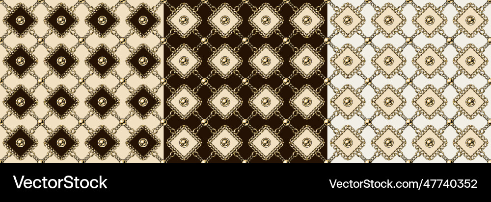 Geometric pattern with golden jewelry chain beads Vector Image