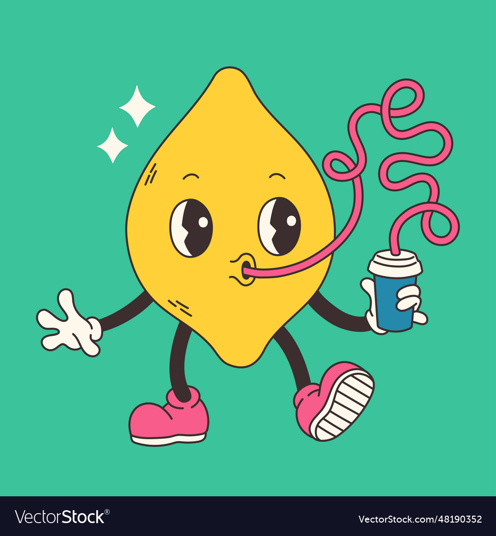 Hand draw funny retro vintage trendy style lemon Vector Image Hand draw funny retro vintage trendy style lemon Vector Image