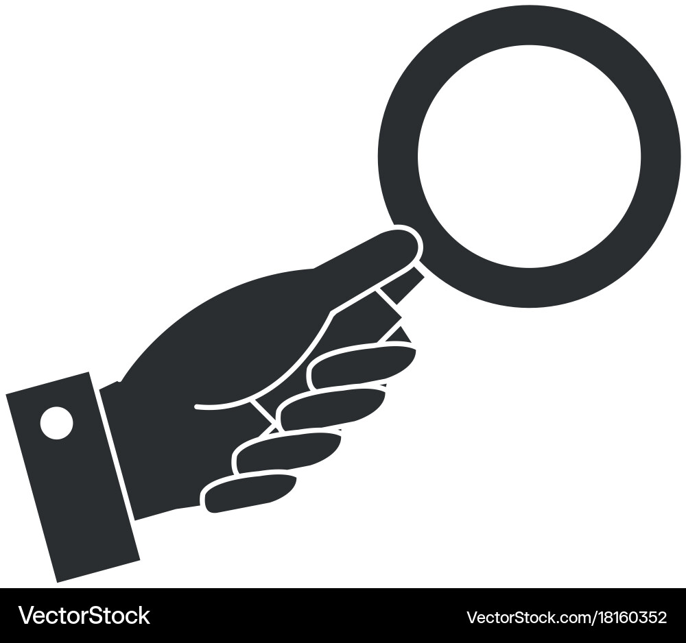 Hand human with magnifying glass isolated icon Vector Image