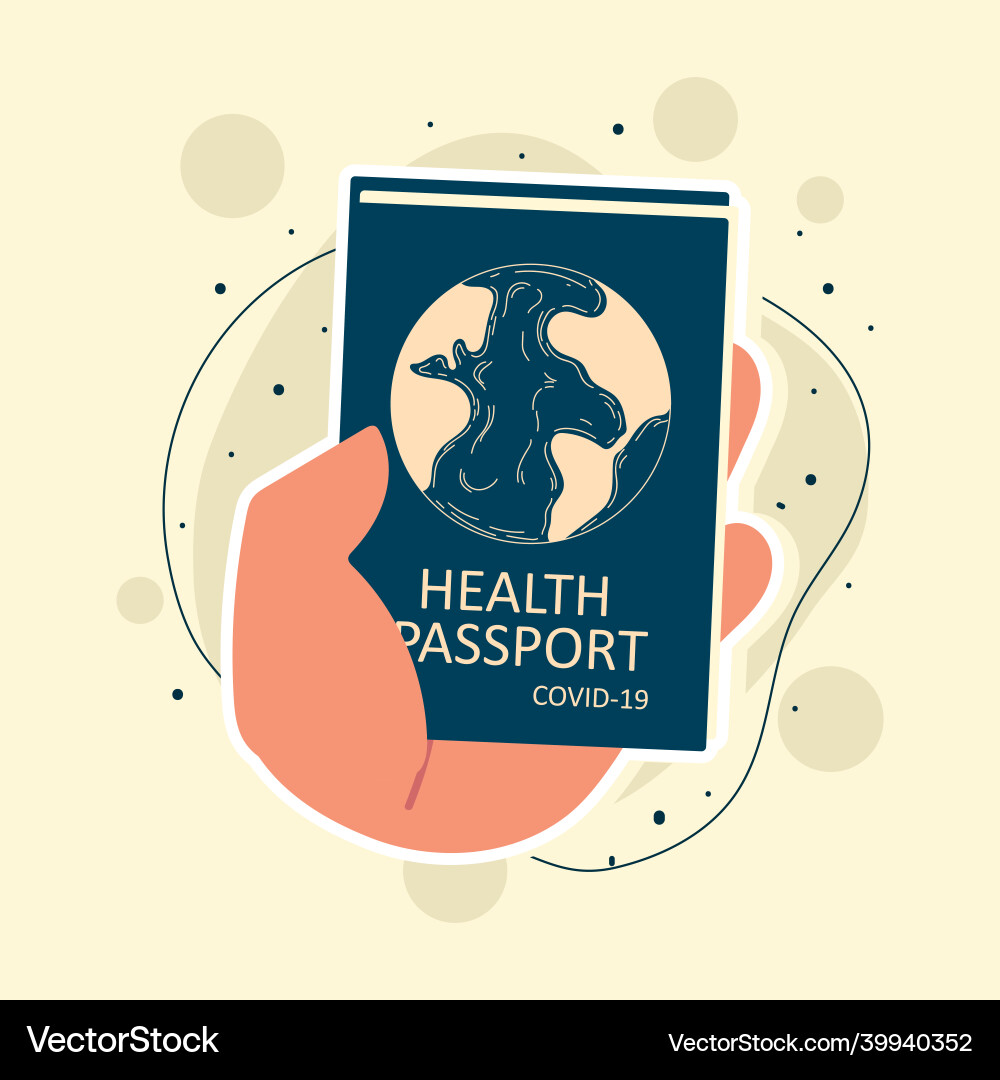Health passport in hand Royalty Free Vector Image
