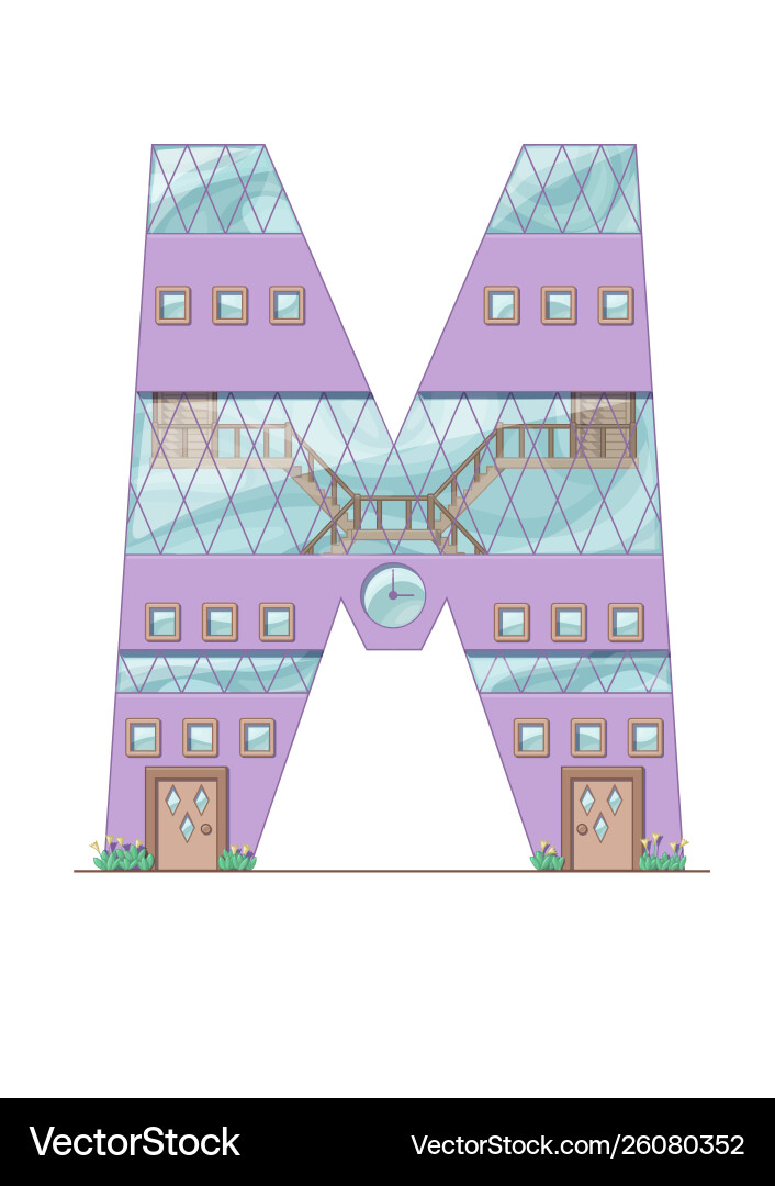 Letter m house isolated on white background a4 Vector Image