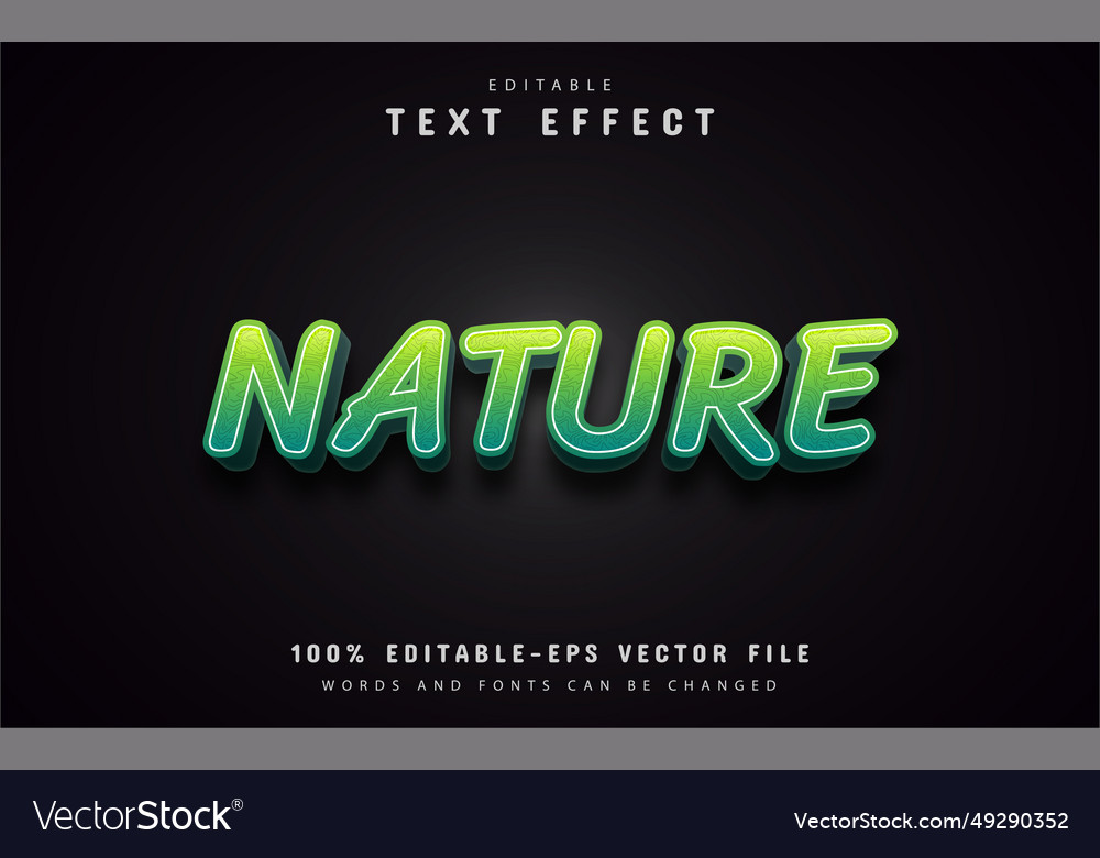 Nature 3d text effect Royalty Free Vector Image