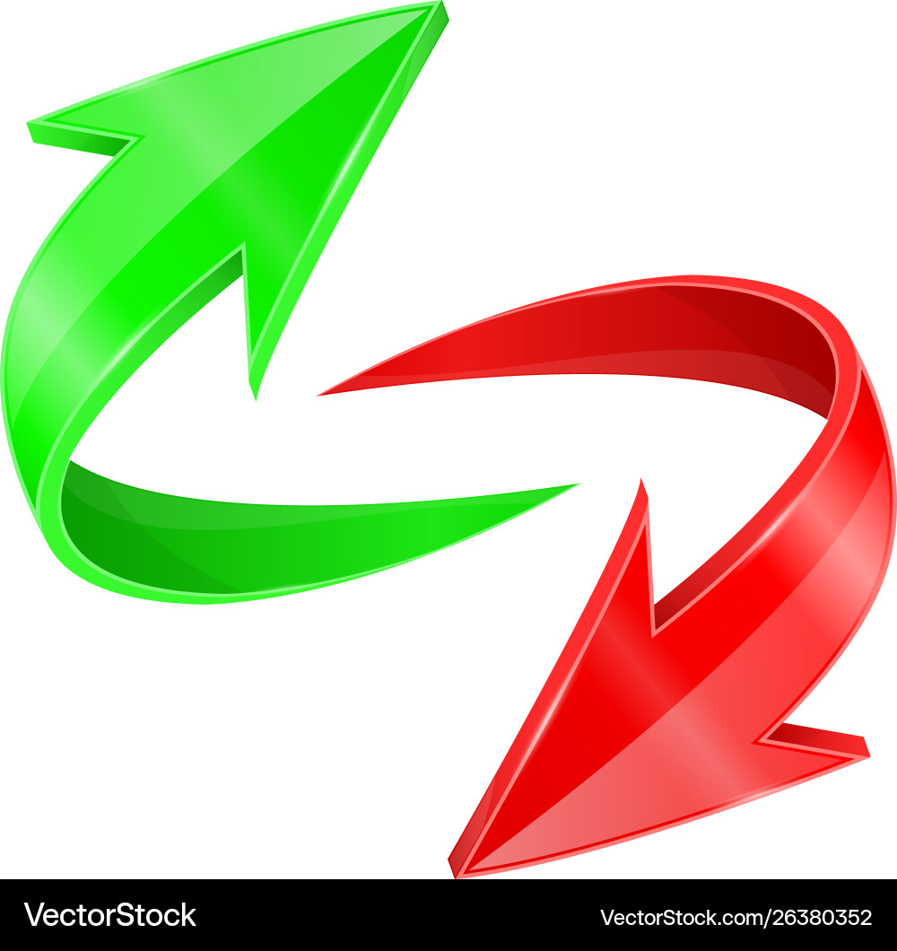 Red and green arrows in circular motion Royalty Free Vector