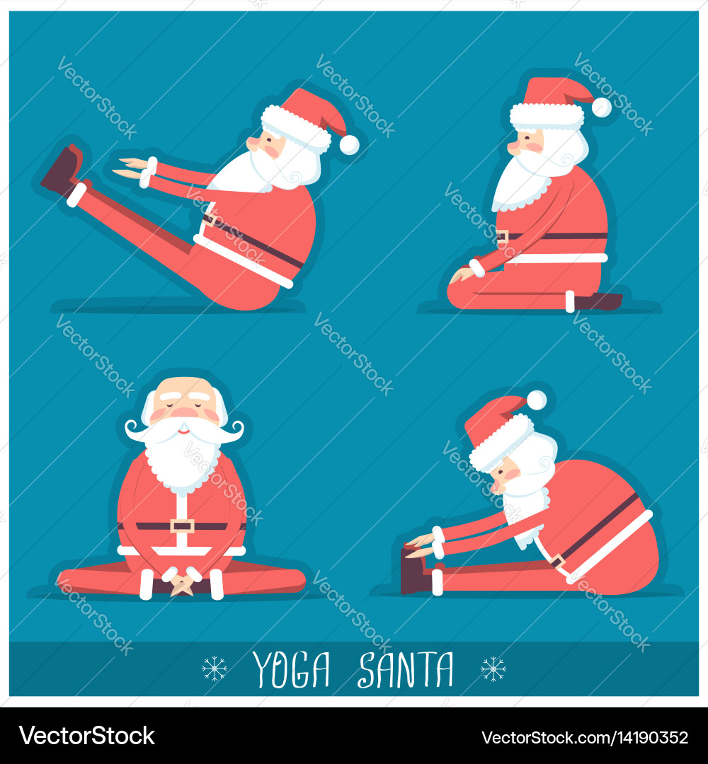 Santa claus doing yoga isolated Royalty Free Vector Image