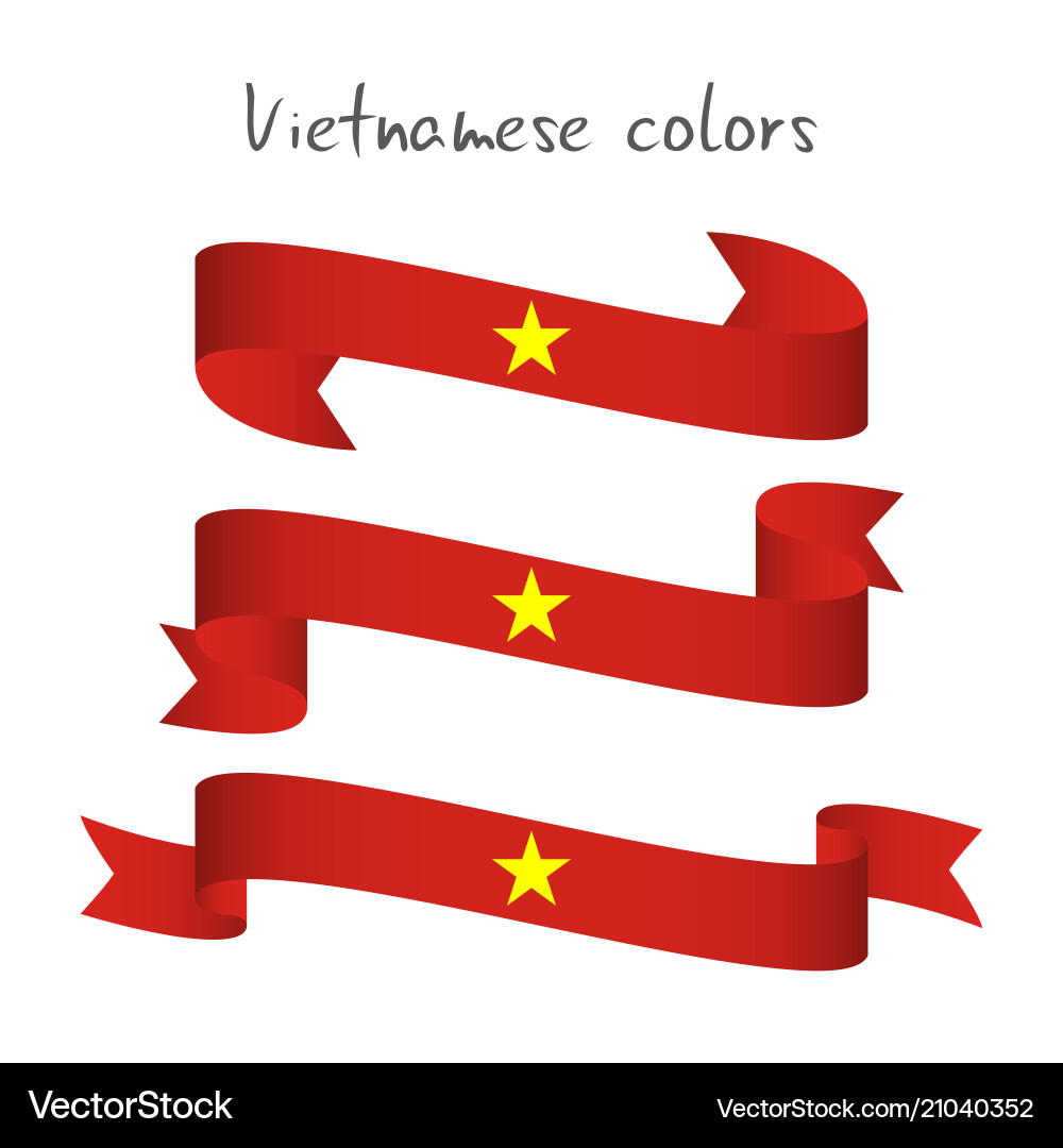 Set of three modern colored vietnamese ribbon Vector Image