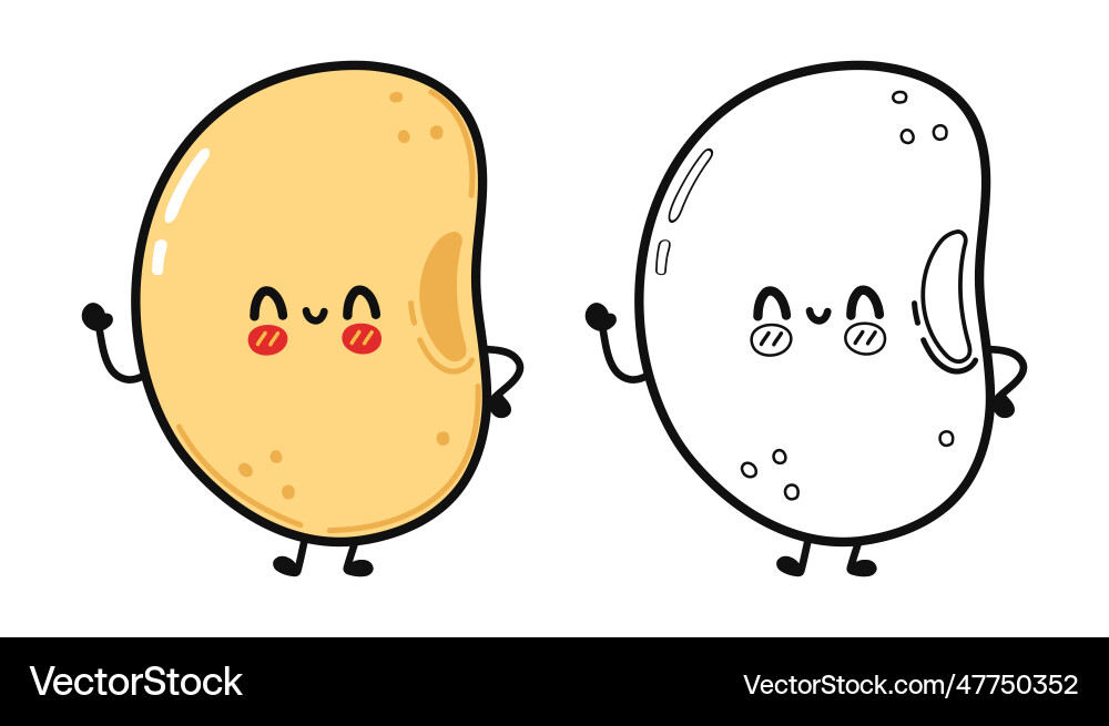 Soy bean character outline cartoon Royalty Free Vector Image