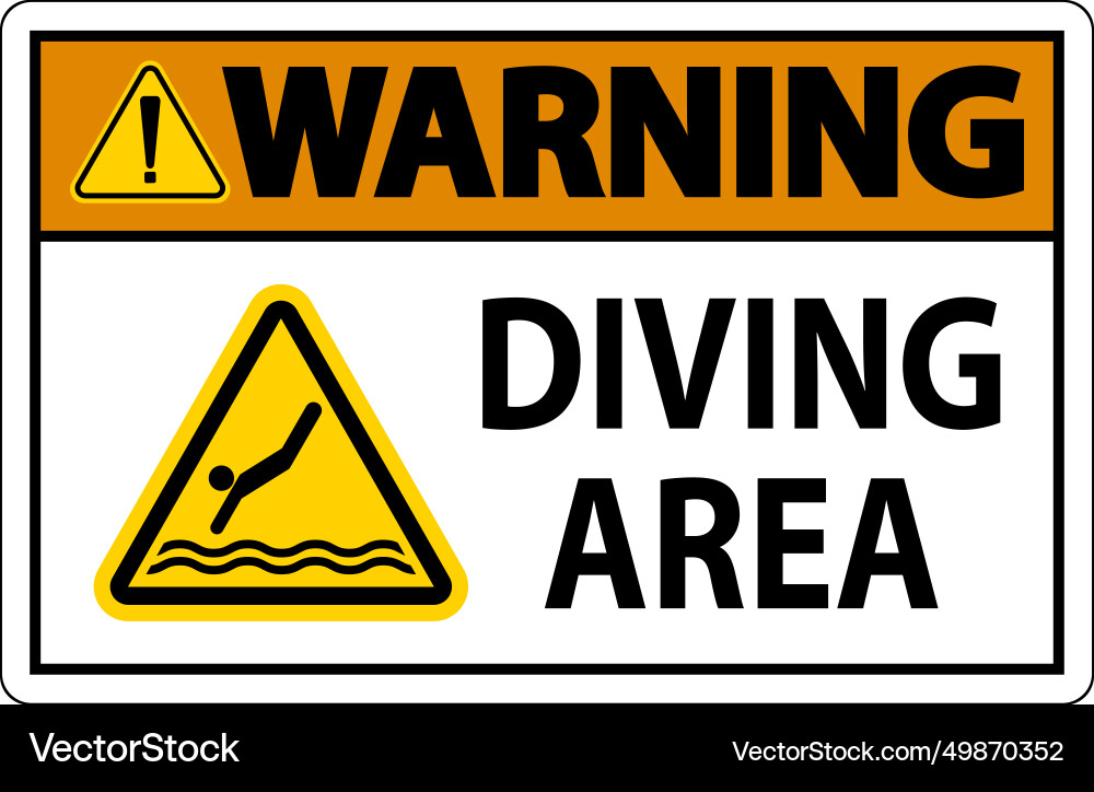 Water safety sign warning - diving area Royalty Free Vector