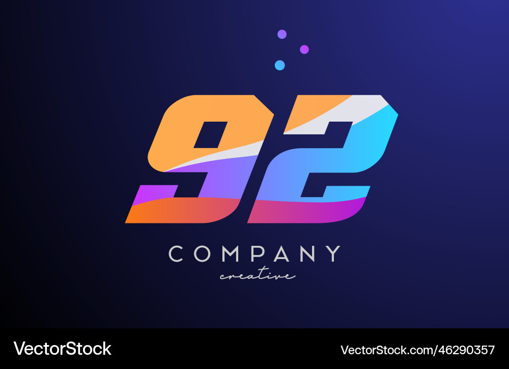 Colored number 92 logo icon with dots yellow blue Vector Image