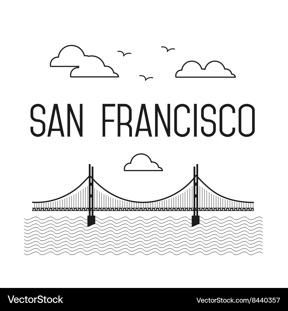 Monochrome san francisco golden gate bridge Vector Image