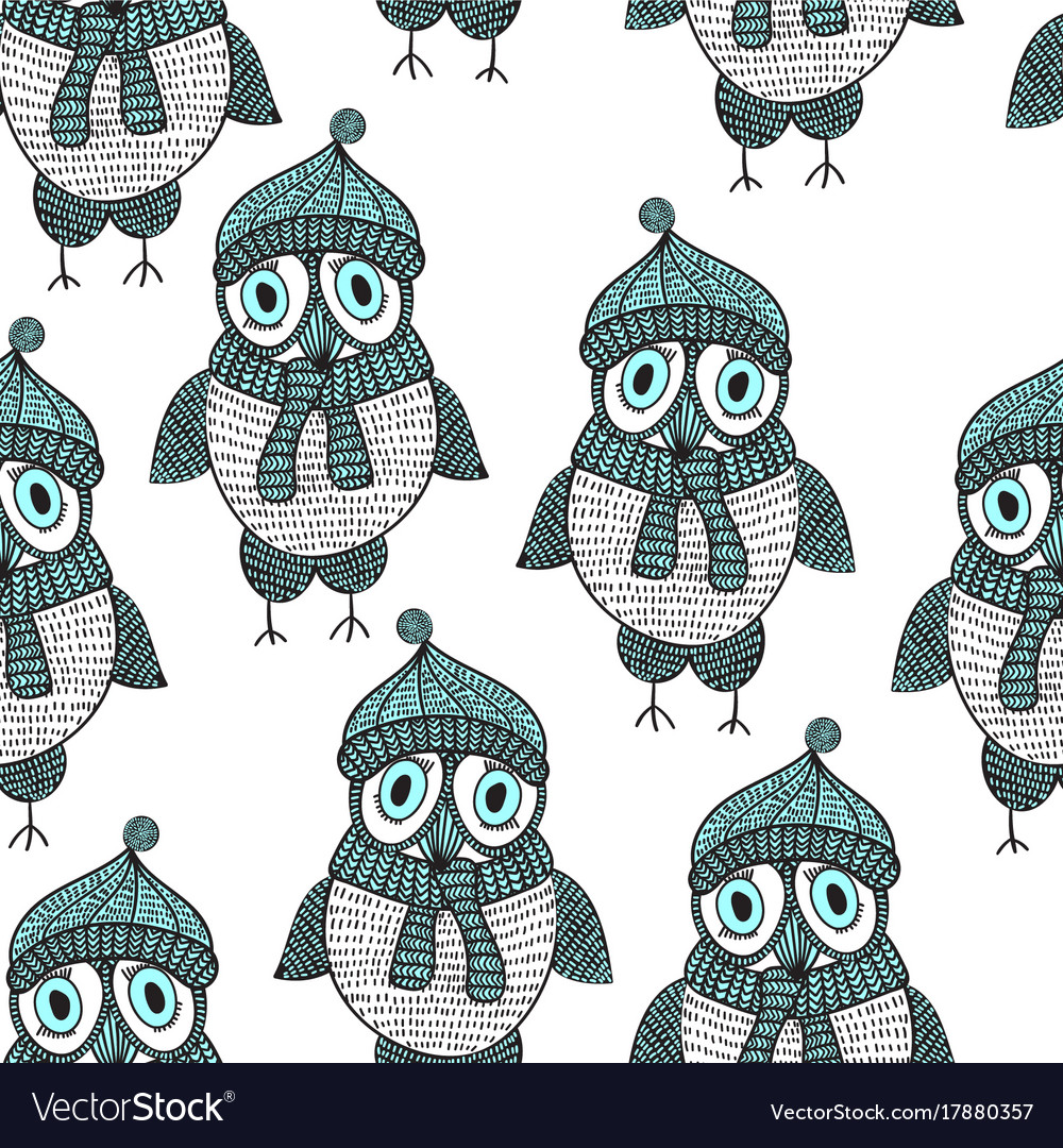 Seamless owl pattern Royalty Free Vector Image