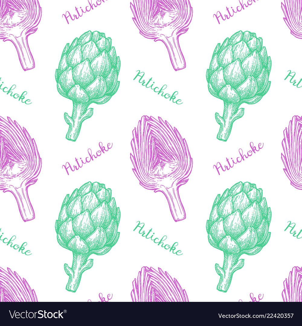 Seamless pattern with artichoke Royalty Free Vector Image