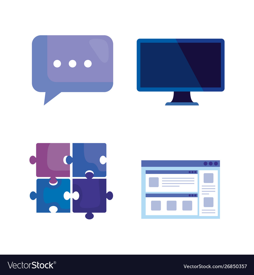 Set chat bubble with computer technology Vector Image
