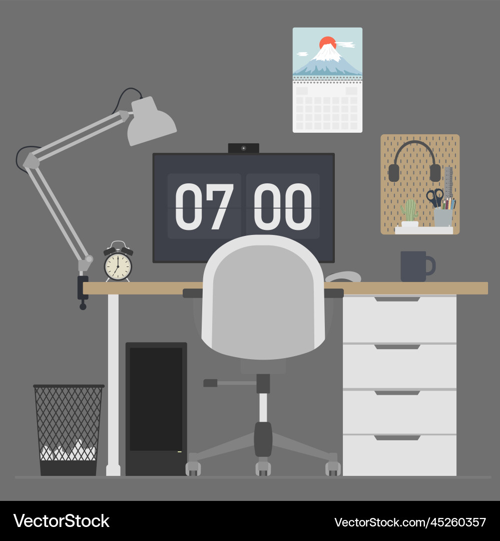 Work desk set up at home and office Royalty Free Vector