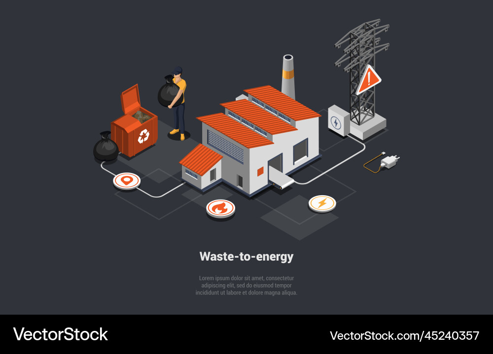 Zero waste recycling garbage into energy rubbish Vector Image