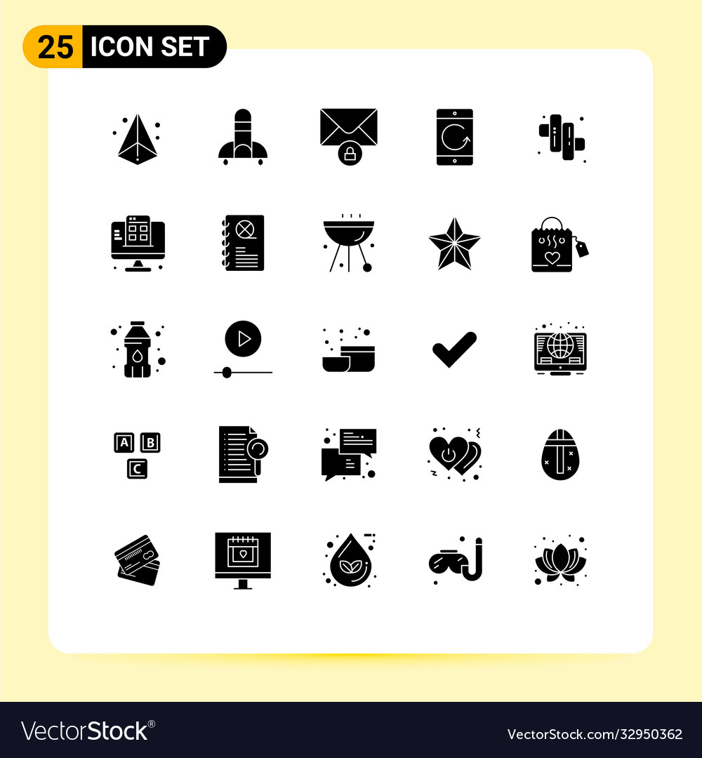 25 Universal Solid Glyph Signs Symbols Candy Vector Image