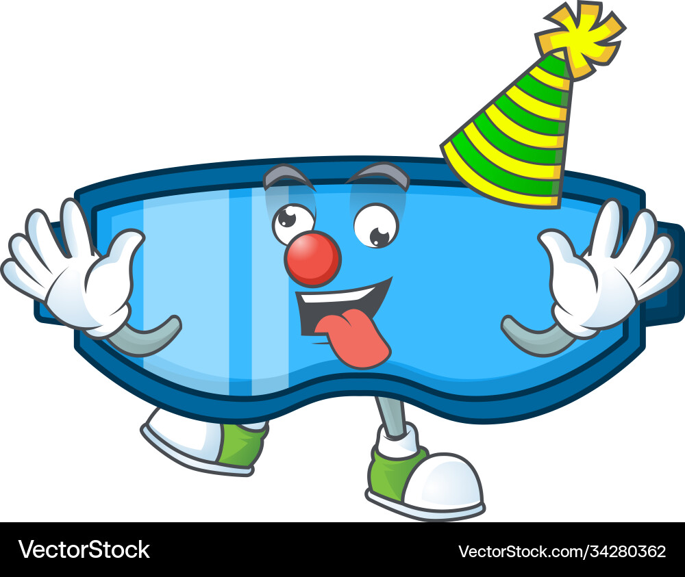 Amusing clown safety glasses cartoon character Vector Image