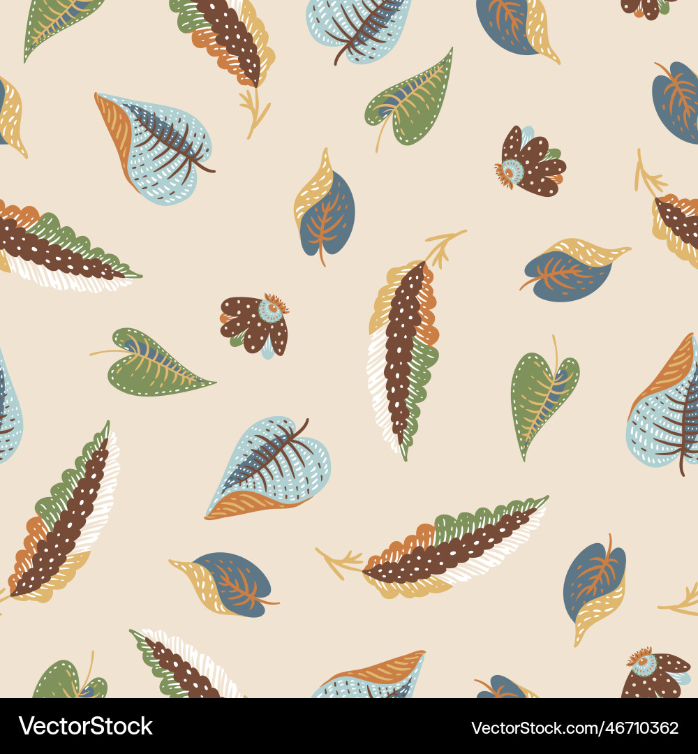 Boho fantasy flowers seamless pattern folk floral Vector Image