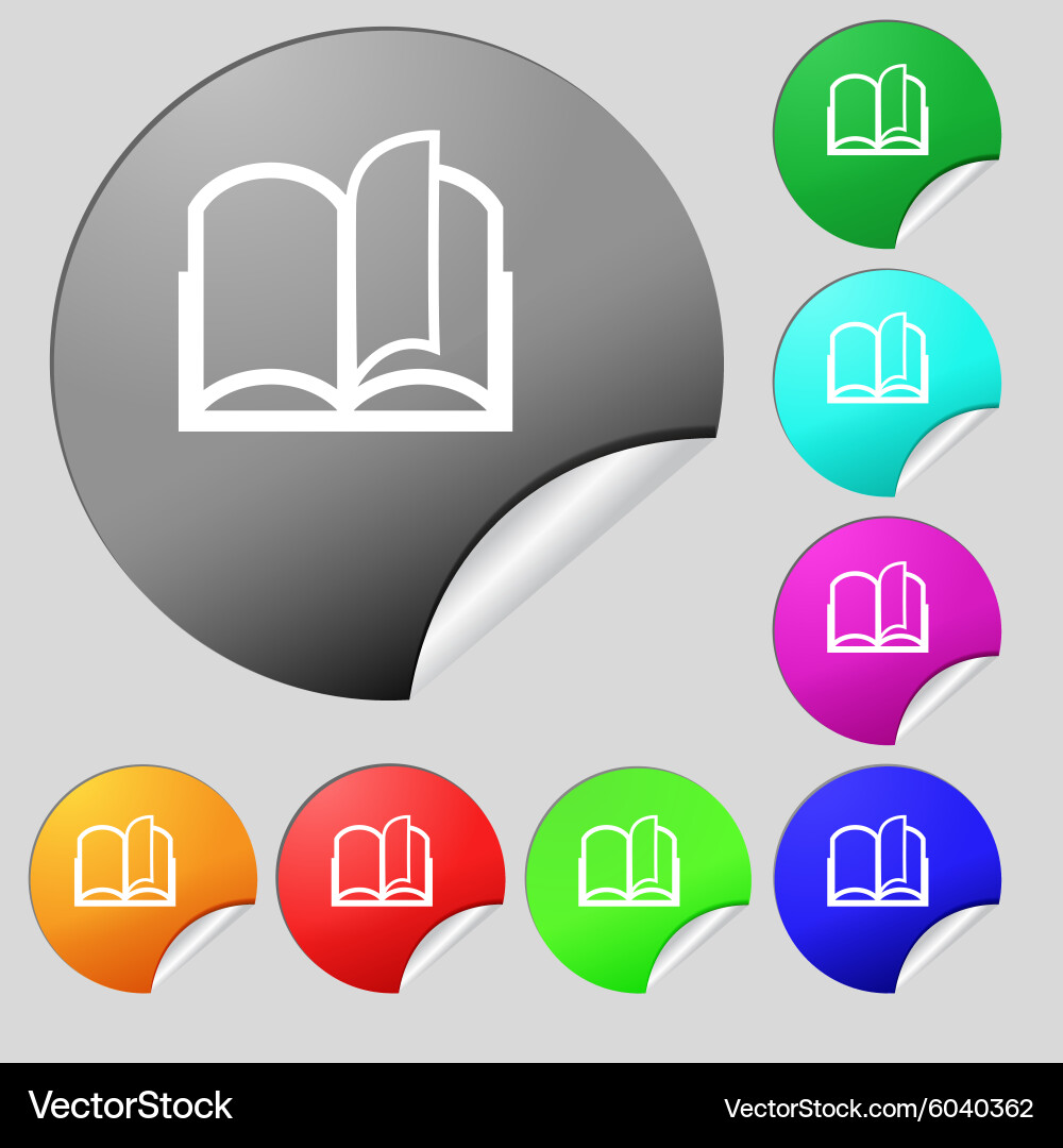 Book sign icon open book symbol set eight multi Vector Image