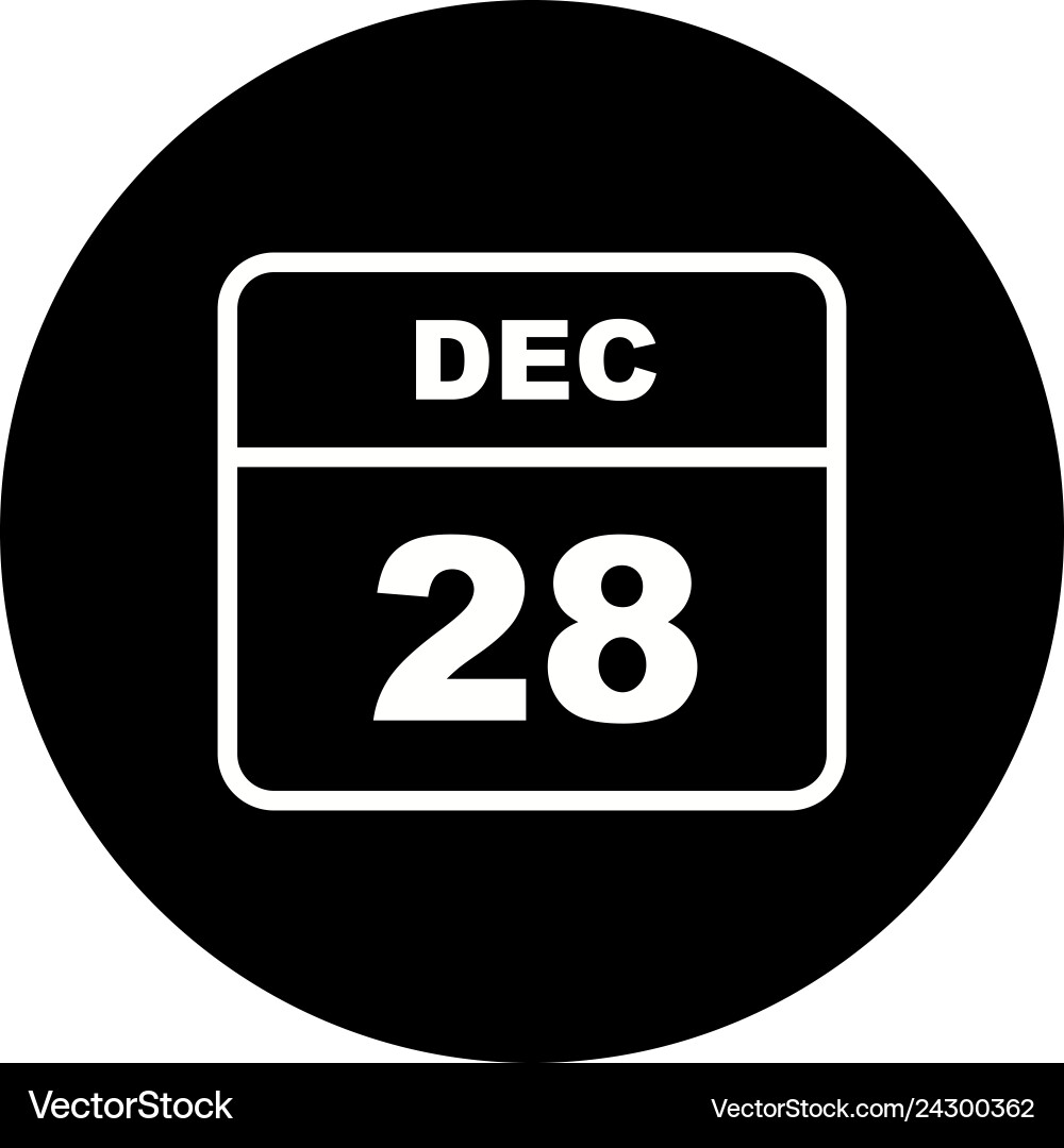 December 28th date on a single day calendar Vector Image