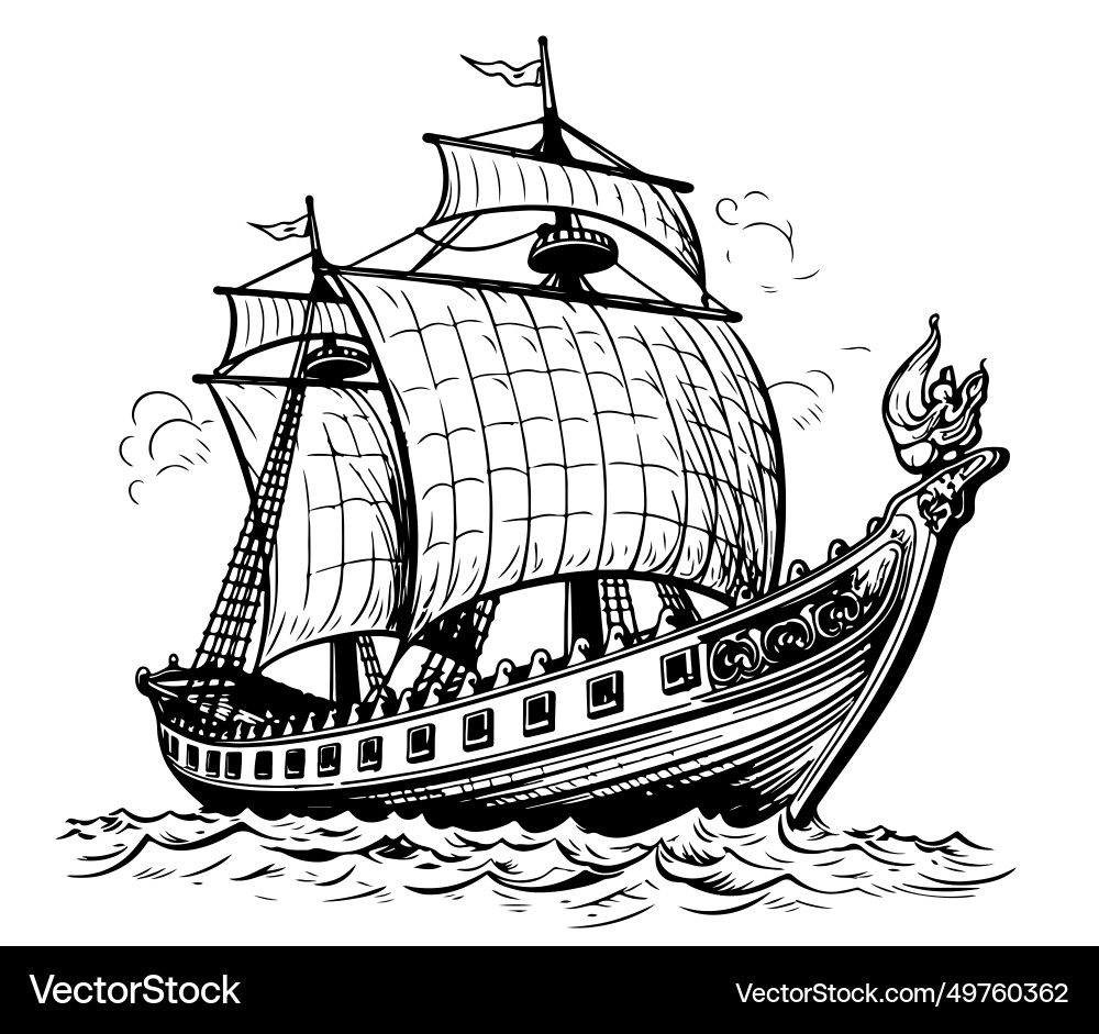 Drakkar viking ship medieval military boat Vector Image