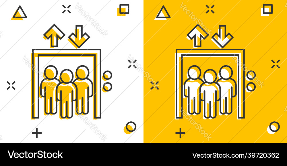 Elevator icon in comic style lift cartoon Vector Image