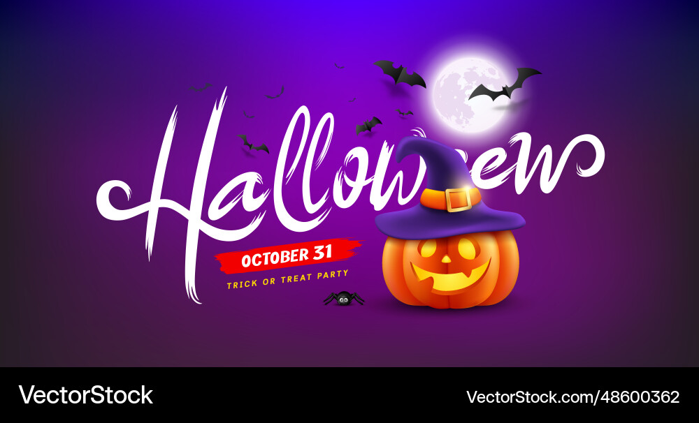 Halloween message white color yellow pumpkins Vector Image