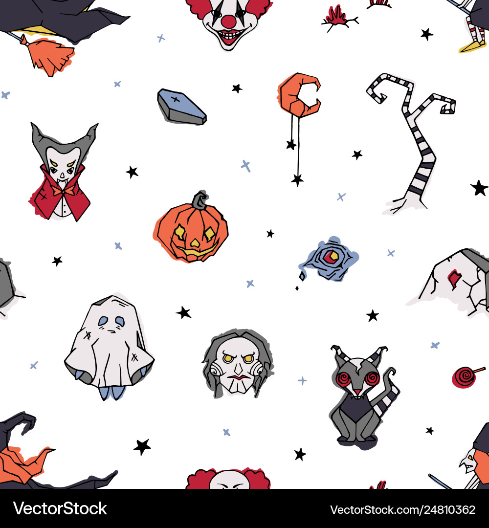 Halloween seamless pattern with creepy and spooky Vector Image