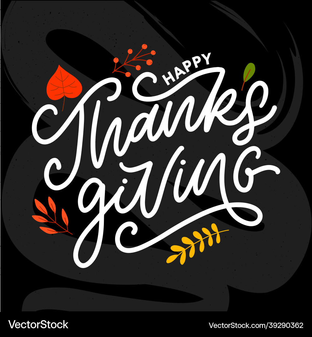 Hand drawn happy thanksgiving lettering Royalty Free Vector