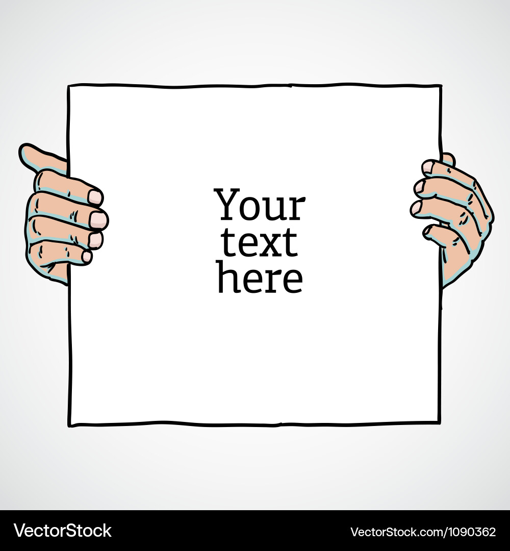 Human hands holding blank advertising card Vector Image