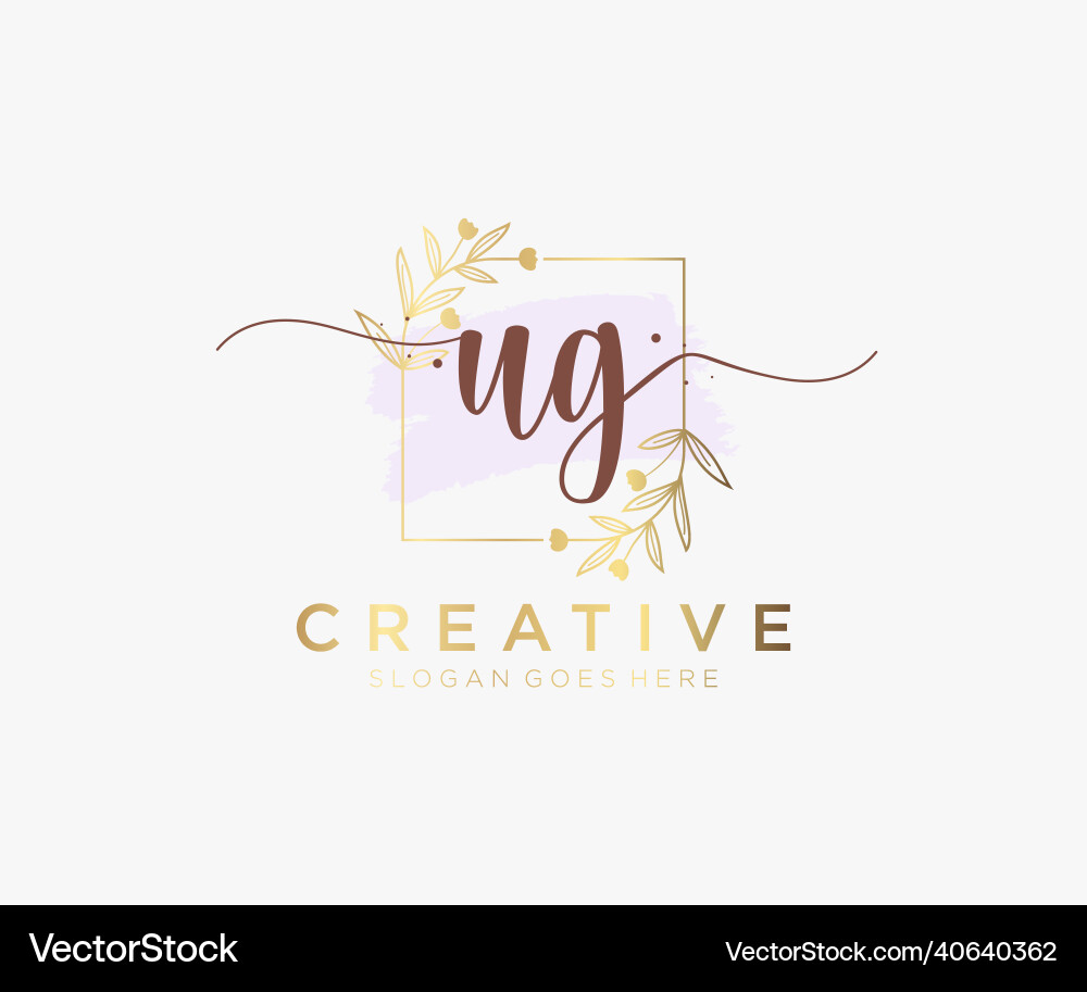 Initial ug feminine logo usable for nature salon Vector Image