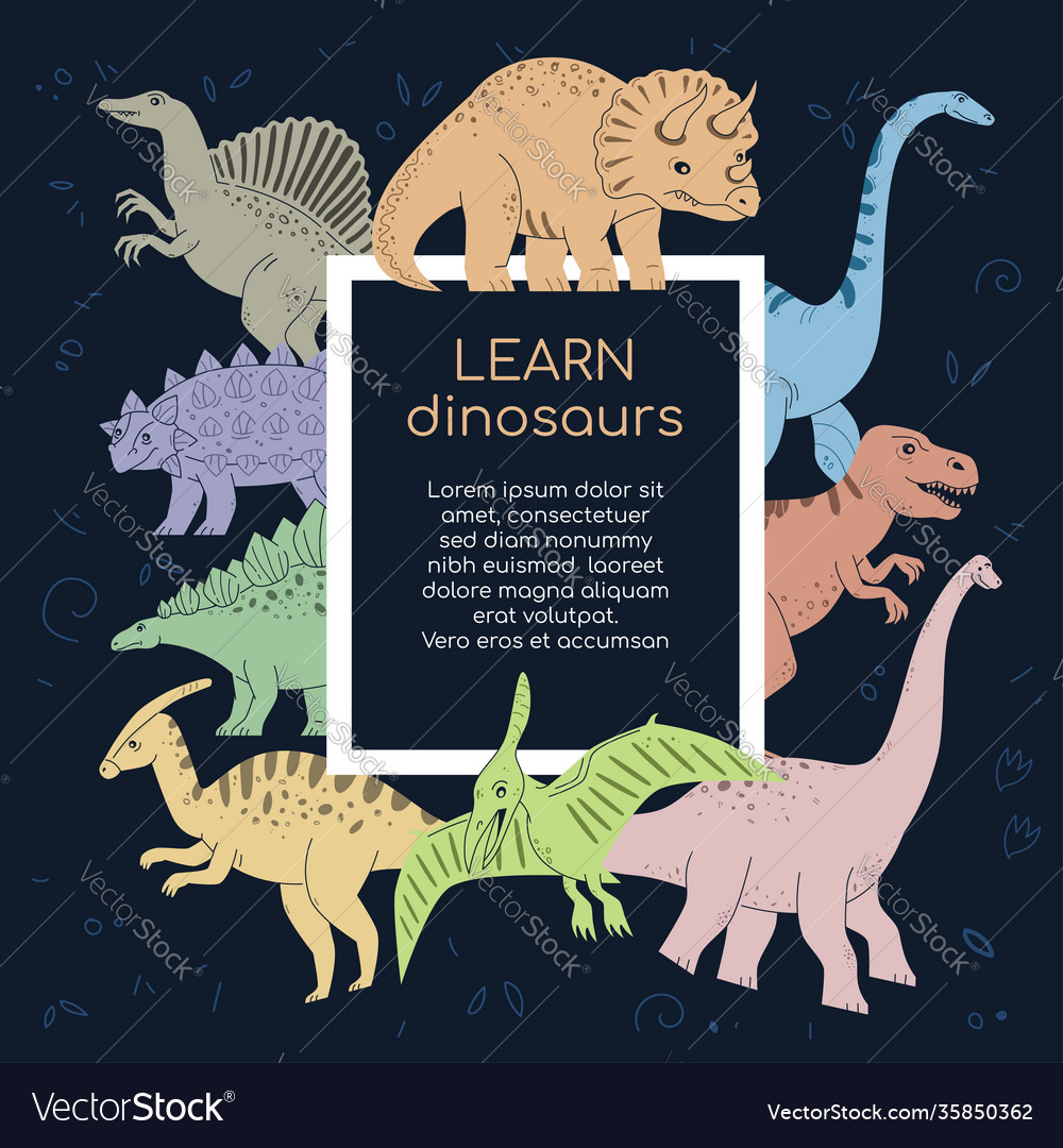 Learn dinosaurs - colorful flat design style Vector Image