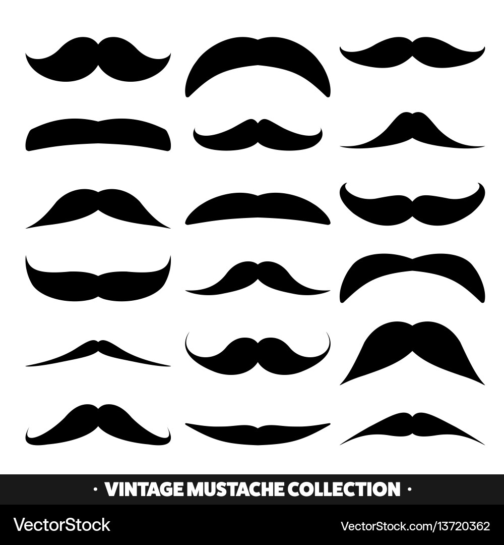 Mustache isolated on white black vintage Vector Image