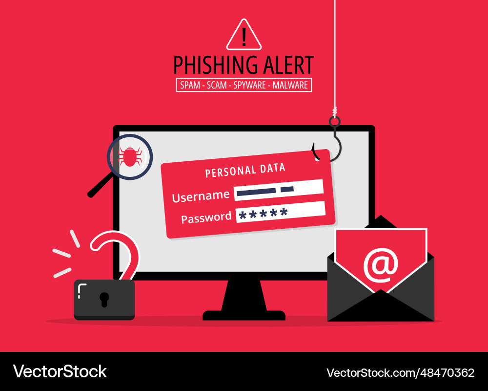 Phishing bait alert concept login into account Vector Image