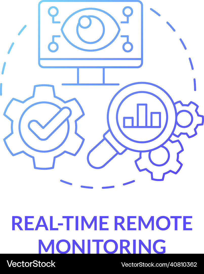Real time remote monitoring blue gradient concept Vector Image